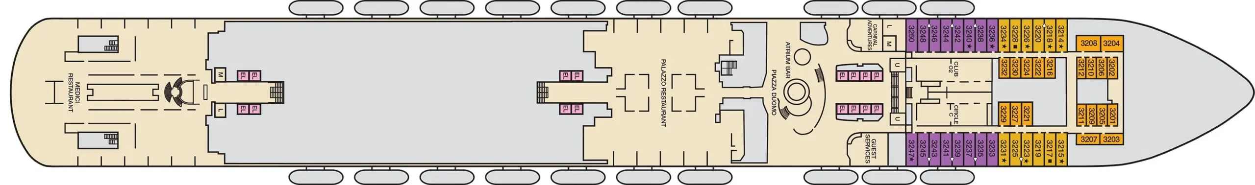 Detailed Carnival Firenze Deck Plan - Cruise Deck Info