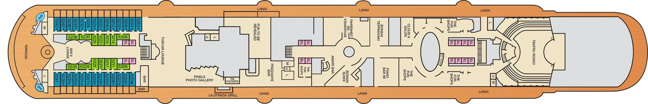 Detailed Carnival Firenze Deck Plan - Cruise Deck Info